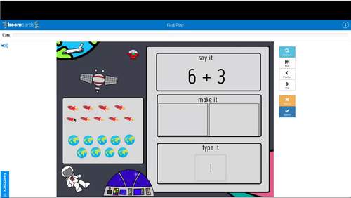 Space Math Addition Facts (#1-9) Digital Boom Cards™ | TPT