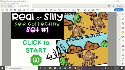 Real or Silly words SELF CORRECTING PDF -Digital Google ONLINE Distance ...