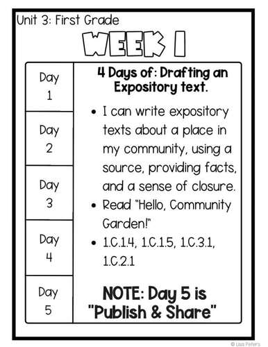 Benchmark Advance Florida First Grade Writing Unit 3 by Lisa Peters