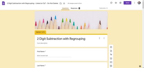 2 Digit Subtraction with Regrouping Assessment - Google Forms™ Digital Quiz