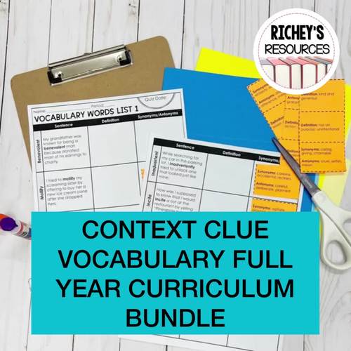 Context Clue Vocabulary Full Year Curriculum Volume 1 Digital and Print