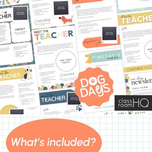 DOG DAYS Meet The Teacher Templates + Class Newsletters | Dog Theme ...