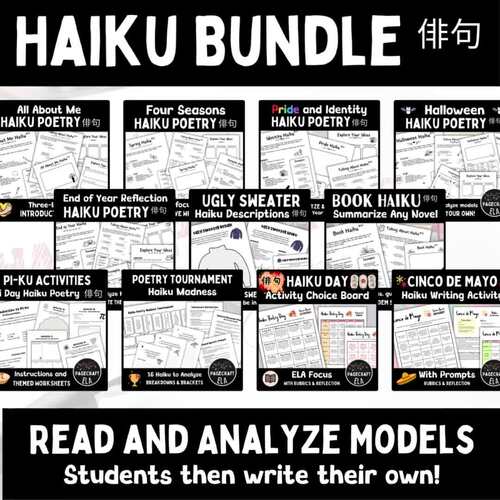Haiku BUNDLE of 9 Reading and Writing Activities with Creative Writing ...