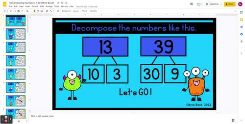 Decomposing Numbers from 1 to 50: Google Slides™ by GroovyGarden