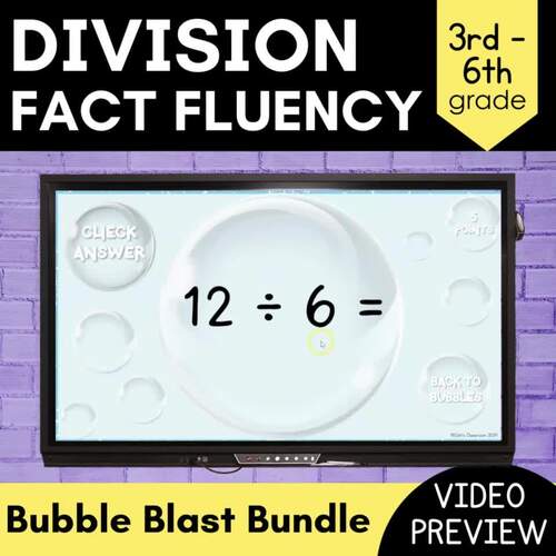 Division Math Fact Fluency Practice | Interactive Smart Board Games Bundle