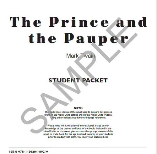 The Prince and the Pauper Novel Units® Student Packet Novel Study