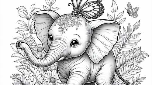 relaxing coloring pages elephant baby