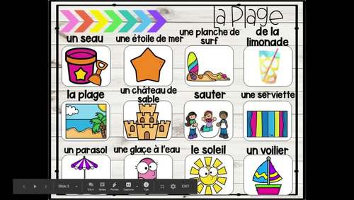 French Digital Beach Vocabulary I Le Vocabulaire de la Plage | TPT