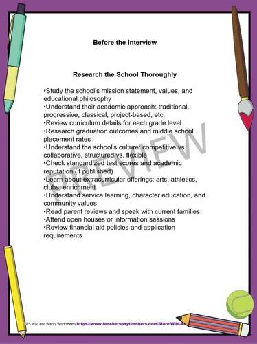 The Complete Guide to Private Elementary School Interviews | TPT