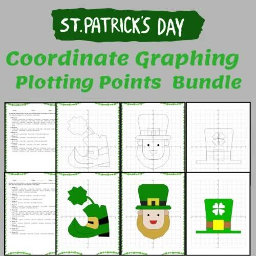 St. Patrick's Day Math Coordinate Graphing & Coloring Bundle +Free Bonus