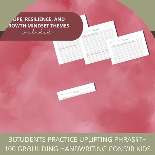 Optimism & Positive Thinking Growth Mindset Cursive Writing Practice ...