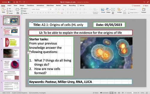 IB Biology A2.1: Origins of cells (First Exams 2025) | TPT