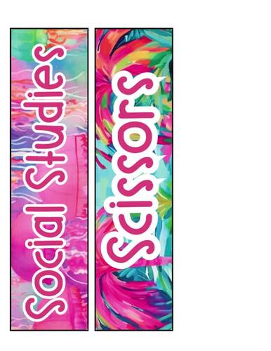 Tropical Themed 10 Drawer Rolling Cart Labels w/ Editable Rolling Cart ...