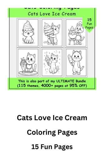 Cats Love Ice Cream Coloring Pages | Printable Coloring Book for Kids