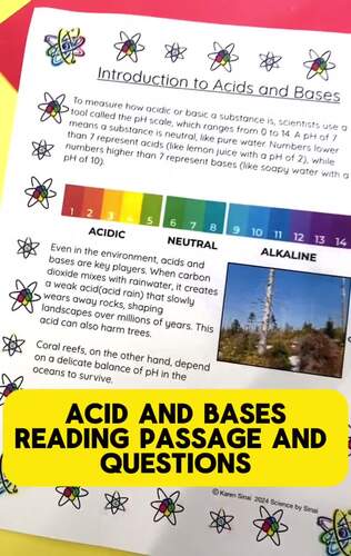 Acids and Bases Reading Passage | Questions + Independent or Sub ...