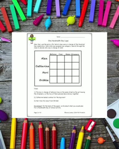 100th Day of School Activities 2nd Grade Brain Teasers Critical ...