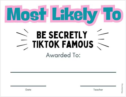 Most Likely To Funny Award Certificates - Gen Z Slang - High School Awards