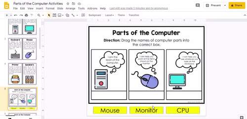 Parts of a Computer Google Slides First Day Computer Science Activities