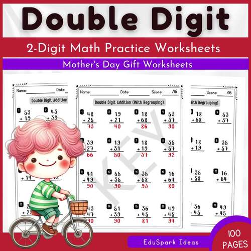 Double Digit Addition with Regrouping Worksheets | 2-Digit Math Practice