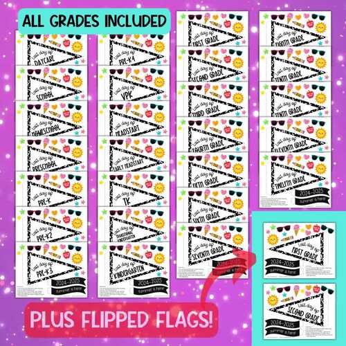 Last Day of School Composition Flag Sign Craft, End of Year Pennant ...