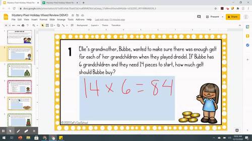 Math Mystery Pixel Self Correcting December Holiday Word Problems