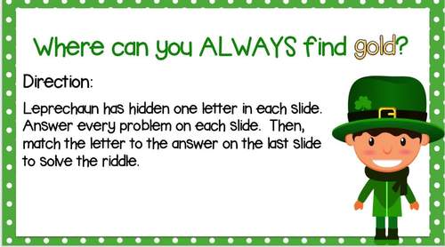 Measurement Review Practice for Google Classroom (St. Patrick's Day ...