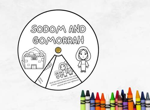 Sodom and Gomorrah Bible Lesson Spinning Wheel, Sunday School Craft