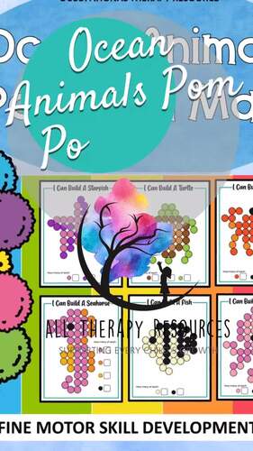 OCEAN ANIMALS Pom Pom Mats - Fine Motor Skills Occupational Therapy