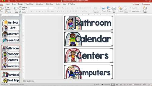 Rainbow Schedule Cards (Editable) by Shannon Zamora | TPT
