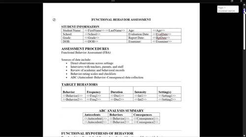 Functional Behavior Assessment Template | FBA by The Psych Report Assistant