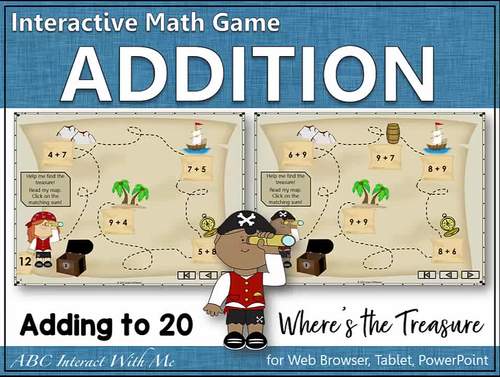 Addition to 20 Interactive Math Game {Where's the Treasure} | TPT