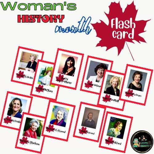 Canada woman's history month, Flash Cards by Learn smartly | TPT