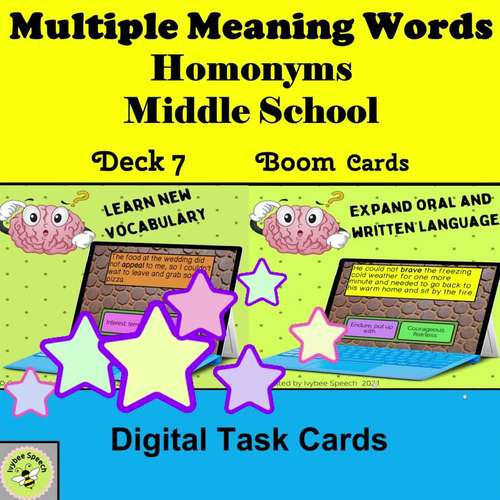Multiple Meaning Words Homonyms Middle School Deck 7 Boom Cards | TpT