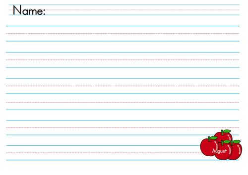 Primary Full Page Lined Writing Paper Monthly Themed for Prek-2 | TPT