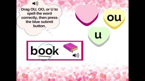 OO as in Book Valentine's Day themed digital Boom™ Activity OU, OO, U
