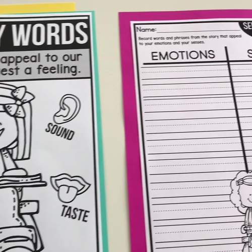 SENSORY WORDS AND FEELINGS 1st Grade RL1.4 (CCSS RL 1.4 & TEKS 1.11)