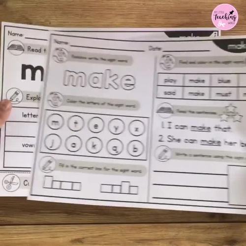 Pre-Primer Sight Word - Word Work | Distance Learning Printable | TPT