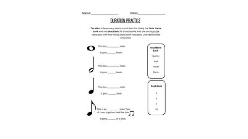 Music Theory Worksheet Bundle | Note Duration, Musical Staff, & Music ...