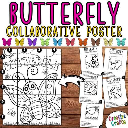 Butterfly Collaborative Coloring Pages Autumn Art Craft Activity