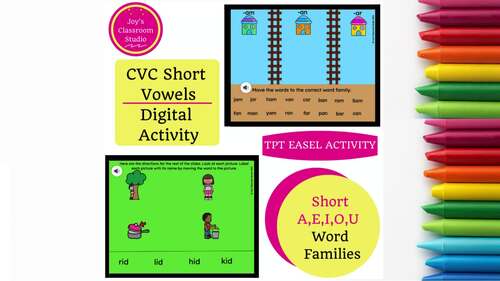 Interactive Short Vowels and Long Vowels Phonics Activities- Digital