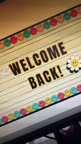 Welcome Back Smiley Face Bulletin Board | Bulletin Board | Bulletin ...