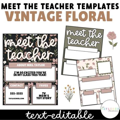 Vintage Floral Meet the Teacher Templates | Vintage Classroom Decor