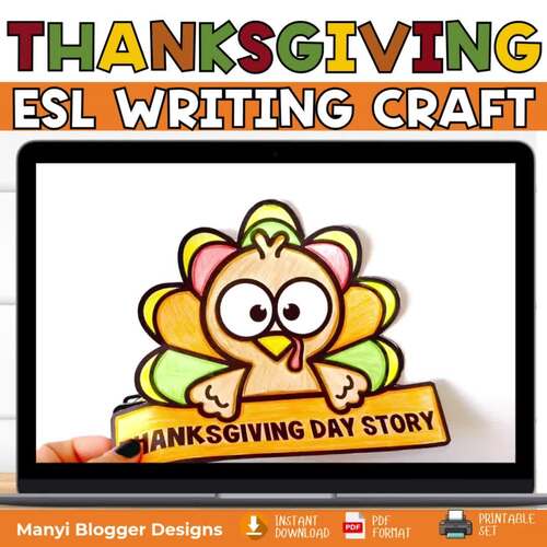 Thanksgiving Turkey Craft- ESL WH Questions-Reading-Bulletin Board Flipbook