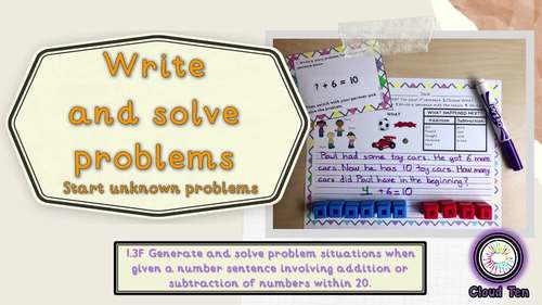 Write your own word problem - Start unknown by Cloud Ten | TPT