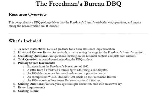 The Freedman's Bureau DBQ by PBL History & Civics | TPT