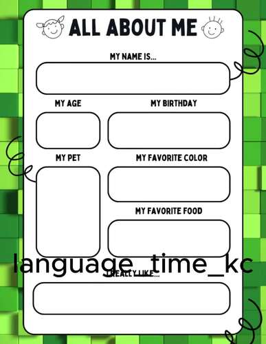 free All about me first day of school pack of worksheets by LanguageTime