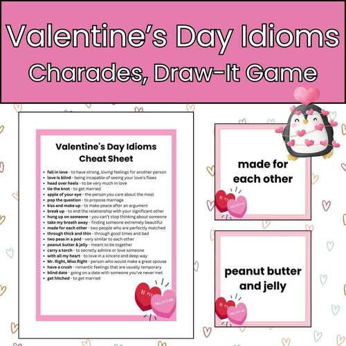 Valentine's Day Idioms, Charades Draw-It Game, Brain Break, Holiday ...