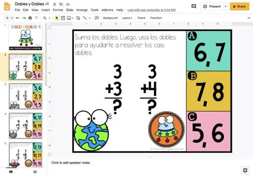 Dobles y dobles más 1 Sumas Digital | TPT