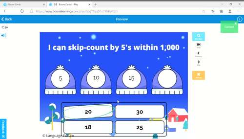 Boom Cards Skip counting by 5s 10s and 100s Distance Learning Winter