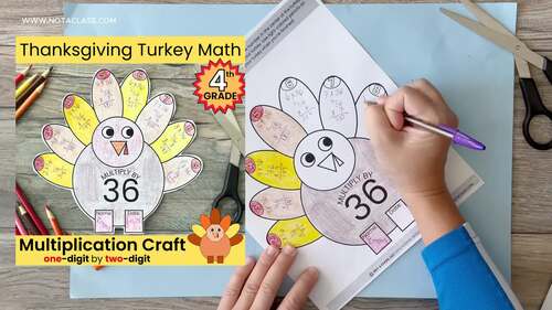 Thanksgiving Turkey Math Craft Multiplication Practice Worksheets ...